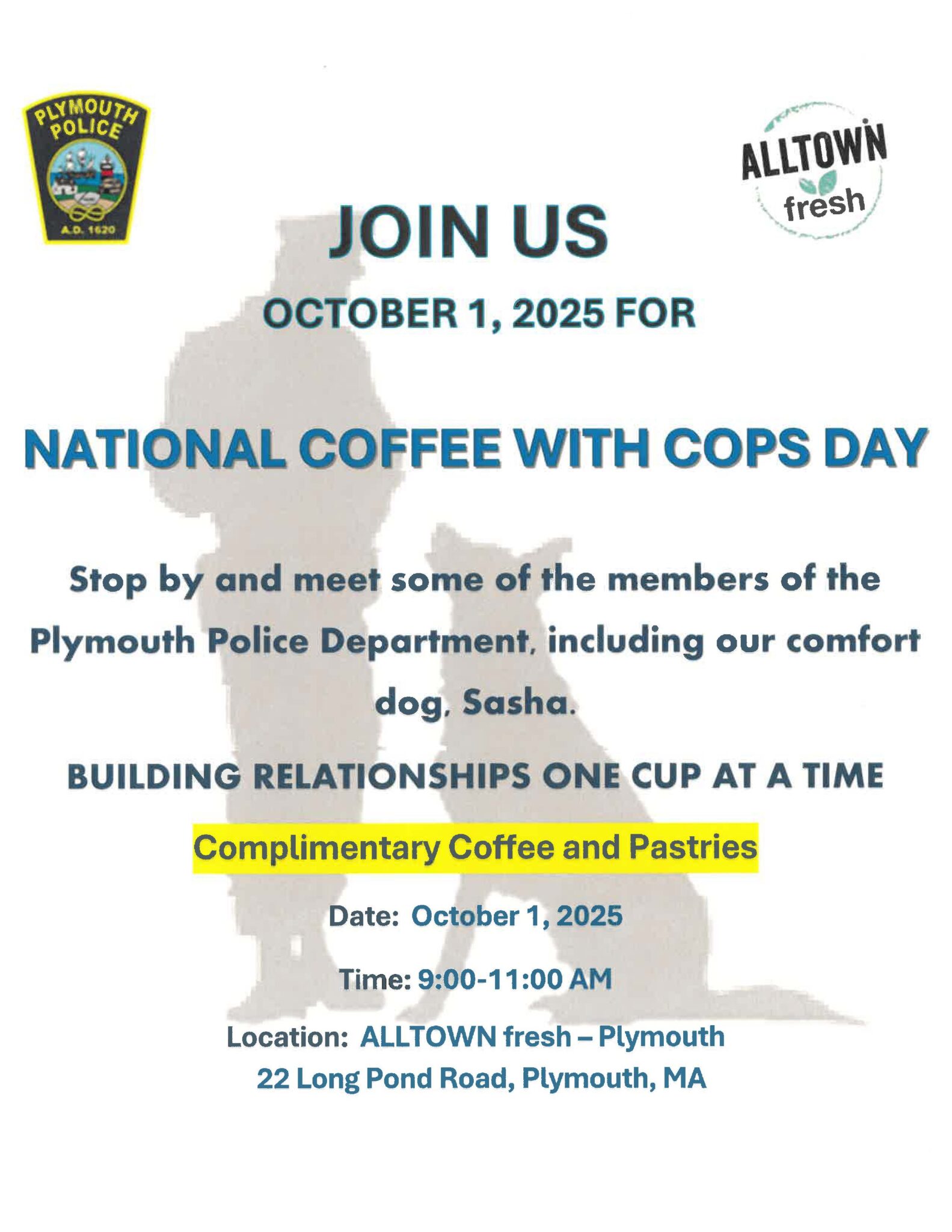 Complimentary Coffee with Cops – Plymouth Police Department